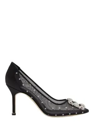 Manolo Blahnik Manolo Blahnik Hangisi Satin Pois Pump Black