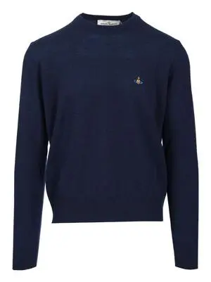 VIVIENNE WESTWOOD Orb Embroidered Crewneck Jumper - Blue