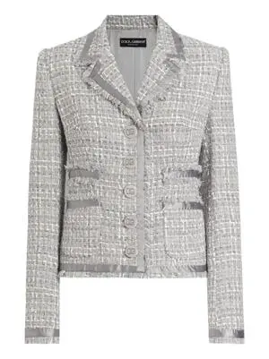 Dolce & Gabbana Lapel Long-sleeved Tailored Jacket - Gray
