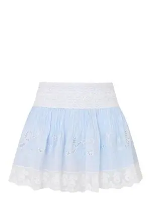 LoveShackFancy Lace Mini Skirt - Light Blue