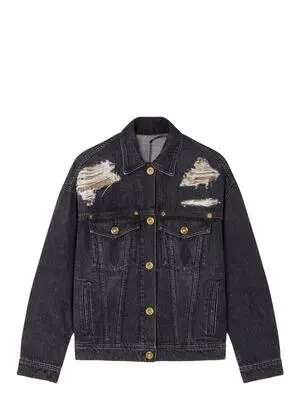 Versace Distressed Denim Jacket - Black
