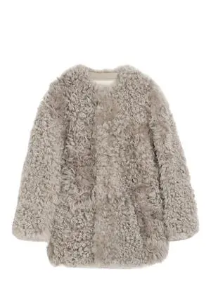 Ami Shearling Short Coat - Grey