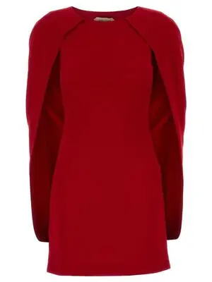 Alberta Ferretti Alberta Ferretti Stretch Cape Mini Dress Red