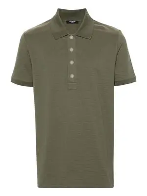 Balmain Jacquard Monogram Polo Shirt - Green