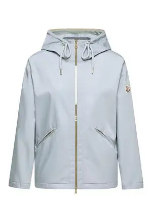Moncler Logo Patch Zip-up Hooded Jacket - Blue