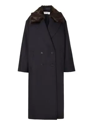 RÓHE Róhe Long-Sleeved Double-Breasted Coat With Fur Collar