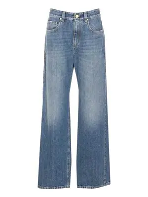 Brunello Cucinelli Boyfriend Jeans With Logo Patch - Blue