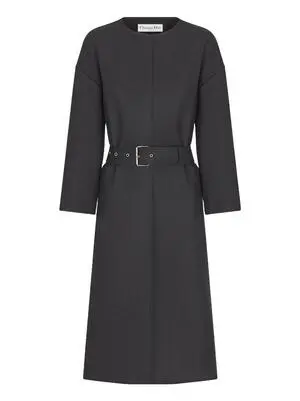 Dior Wool-blended Felt Coat With Belt - Black