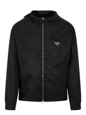 Prada Logo Plaque Zip-up Jacket - Black