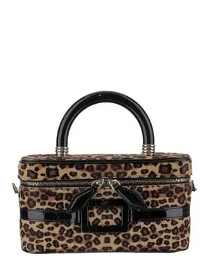ROGER VIVIER Belle Vivier Leopard-print Buckle Tote Bag - Black