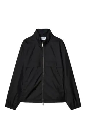 Off-White Long Sleeve Zipper Windbreaker Jacket With Logo Detail - Black
