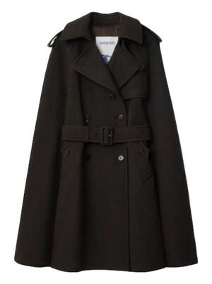 Burberry Double-breasted Belted Trench Cape - Brown