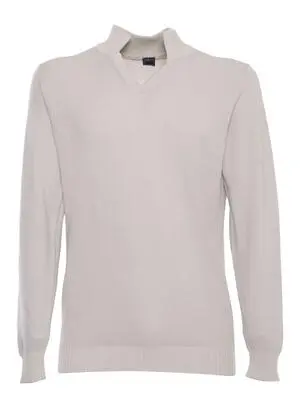 Fedeli V-neck Knitted Pullover - White