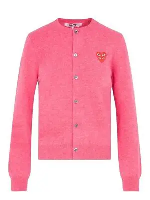 Comme Des Garçons Overlapping Heart Wool Cardigan - Pink