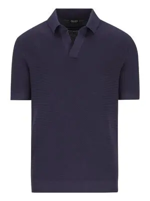 Zegna Jacquard Open-collar Polo Shirt - Black