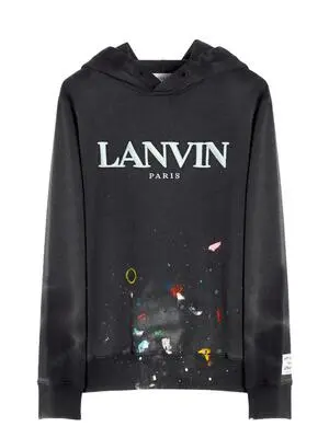 LANVIN X Gallery Dept. Logo Print Pullover Hoodie - Black