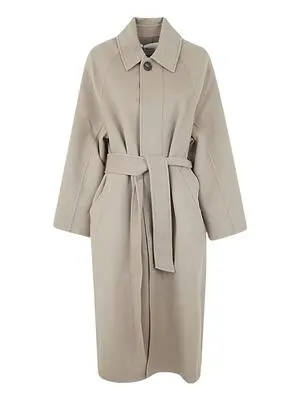 Ami Single Breasted Midi Coat - Nude
