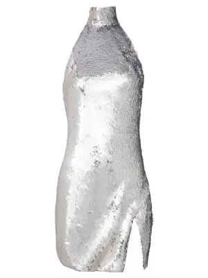 Balmain Sequinned Halterneck Dress - Silver