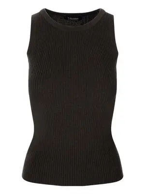 Max Mara Sleeveless Ribbed Knit Top - Black