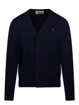 AMI Paris De Coeur Wool Cardigan - Black
