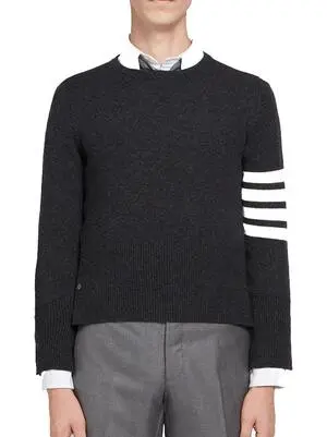 Thom Browne 4-bar Knitted Pullover - Black
