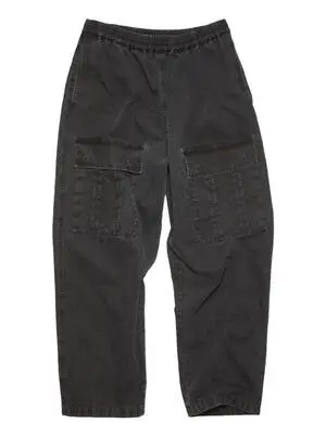 Acne Studios Mid-waist Embroidered Logo Pants - Black