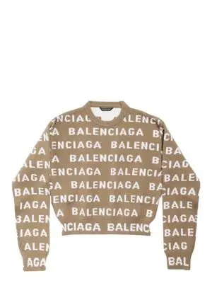 Balenciaga Logo Intarsia Knit Crewneck Jumper - Multicolor