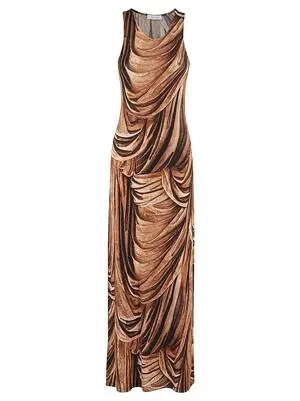 Rabanne Graphic-print Jersey Maxi Dress - Brown