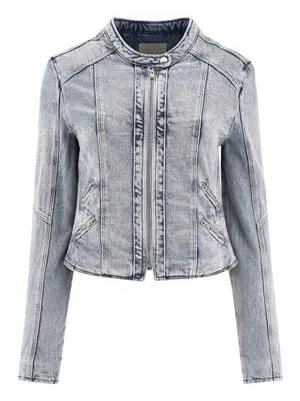 Isabel Marant Étoile Leys Band-collar Denim Jacket - Gray
