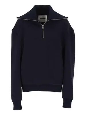 JIL SANDER Half-zip Funnel Neck Sweater - Black