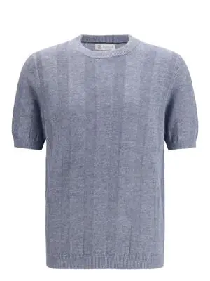 Brunello Cucinelli Short Sleeve Crew Neck Jumper - Gray