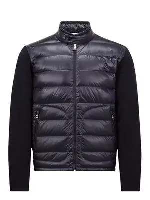 Moncler Moncler Quilted Front Zip Cardigan With Long Sleeves Blue