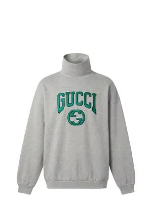 Gucci Logo Patch Turtleneck Sweatshirt - Gray