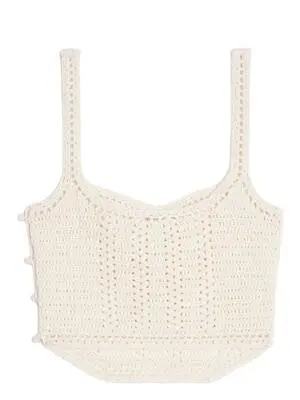 CELINE Celine Crocheted Cotton Bustier Tank Top