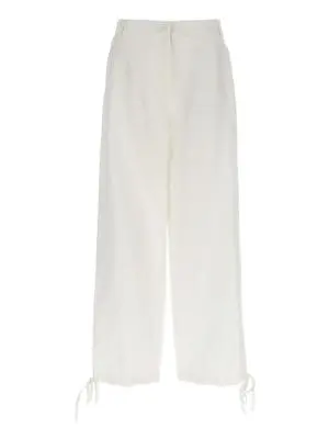MSGM Wide-leg Trousers With Elasticated Ankles And Drawstring Detail - White
