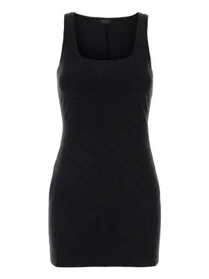 Gucci Gg Knit Jacquard Sleeveless Dress - Black