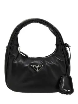 Prada Mini Padded Leather Shoulder Bag - Black