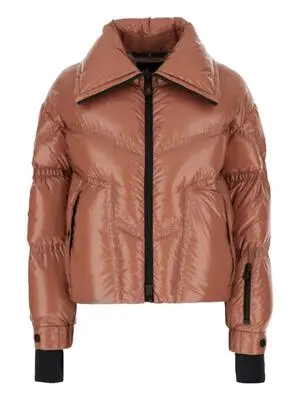 Moncler Quilted Down Jacket With Zipper Closure - Brown