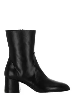 STUART WEITZMAN Round Toe Block Heel Ankle Boots - Black
