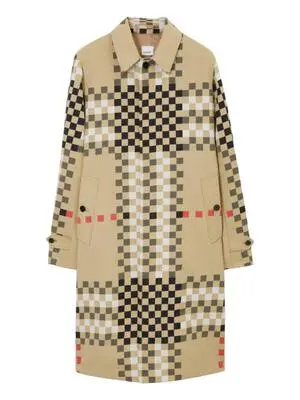 Burberry Pixel Check-print Single-breasted Coat - Nude