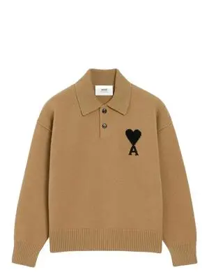 Ami De Coeur Logo Intarsia Knit Jumper - Camel/black