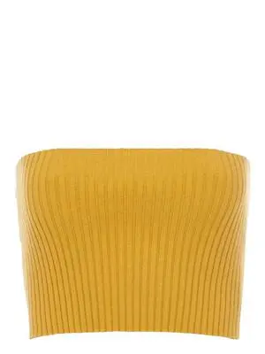 Chloé Ribbed Knit Bandeau Top - Yellow