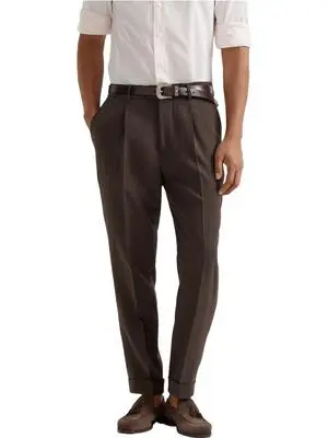 Brunello Cucinelli Brunello Cucinelli Pleated Tailored Trousers Brown