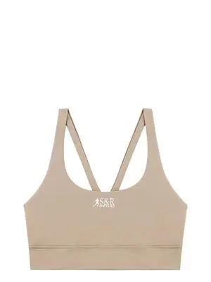 SPORTY  RICH Sporty Rich Logo Detailed Sleeveless Sports Bra - Beige