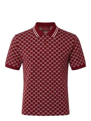 Gucci Gg Cotton Piquet Jacquard Polo Shirt - Red