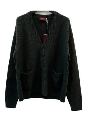 Gucci V-neck Ribbed Cardigan - Black