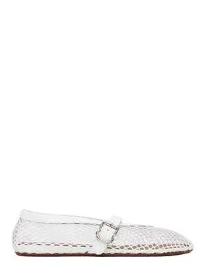 Alaïa Mesh Ballet Flats With Buckle Strap - White