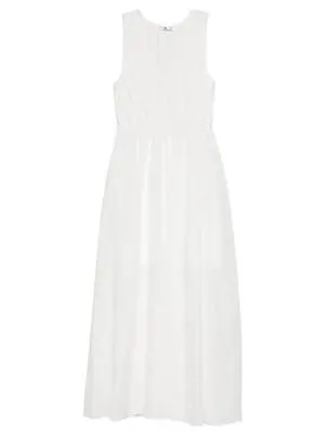 TWINSET V-neck Midi Dress With Knitted Details And A-line Skirt - White