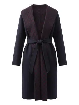 Gucci Reversible Wool Silk Hooded Coat - Black