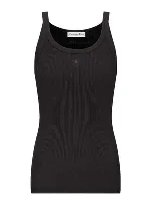 DIOR Dior Ribbed Cotton Jersey Tank Top With Bee Logo And Signature